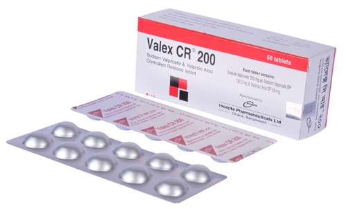 Valex CR । 200mg | Tablet | Sodium Valproate + Valproic Acid ...