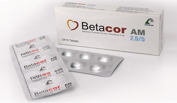 Betacor AM । 2.5mg+5mg | Tablet | Bisoprolol Fumarate + Amlodipine ...