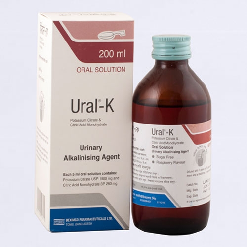 Ural-K । (1500mg+250mg)/5ml | Oral Solution | Potassium Citrate ...